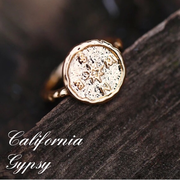 Jewelry | Rustic Gold Gypsy Wanderlust Compass Ring | Poshmark